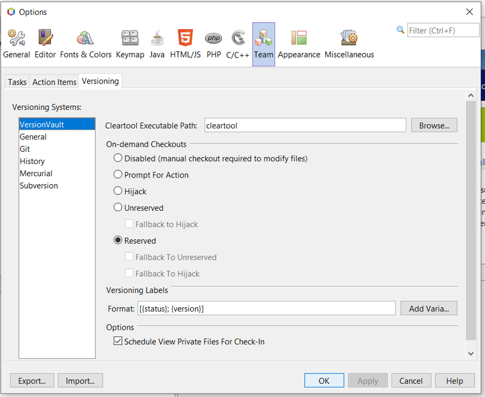 HCL VersionVault integration with NetBeans